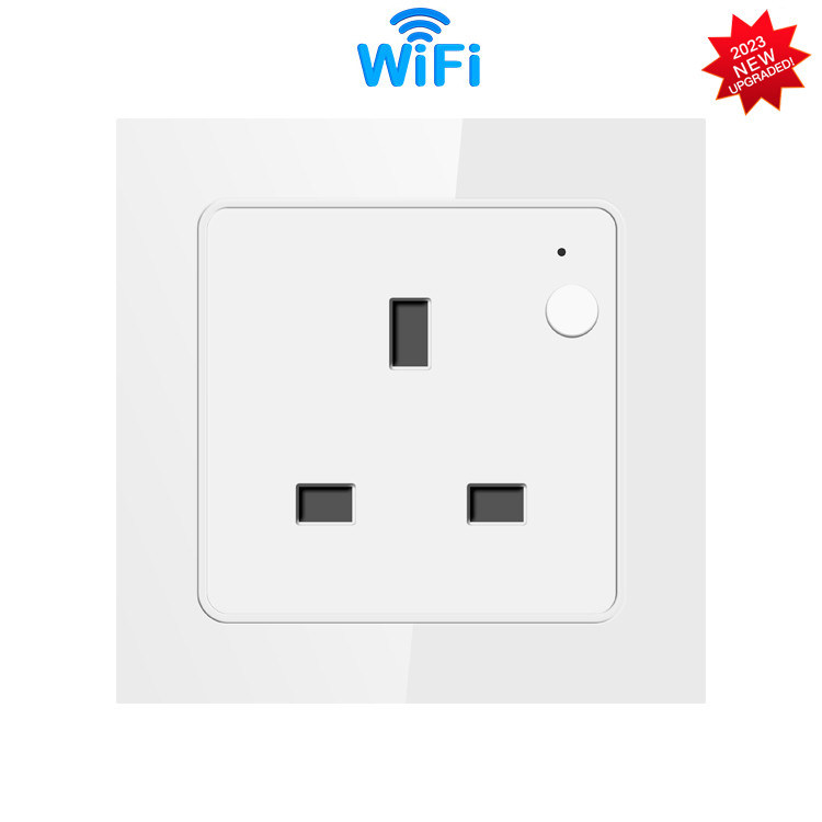 Tuya Wifi Smart 16 Amp Socket UK Remote/Voice Control Glass Panel Smart ...